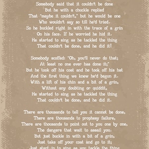 Edgar Albert Guest It Couldn't Be Done Art Print - Etsy