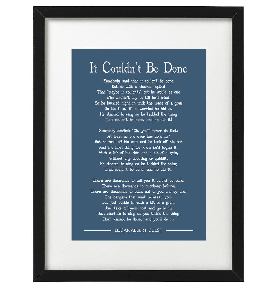 Edgar Albert Guest It Couldn't Be Done Poem Art Print - Etsy