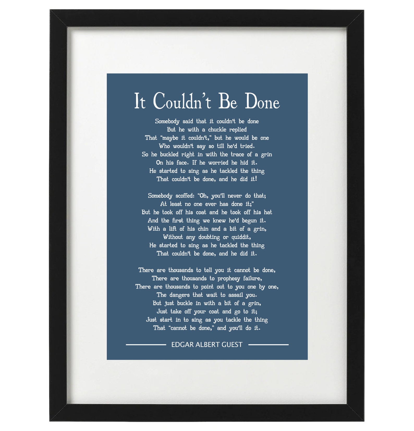Edgar Albert Guest It Couldn't Be Done Poem Art Print - Etsy