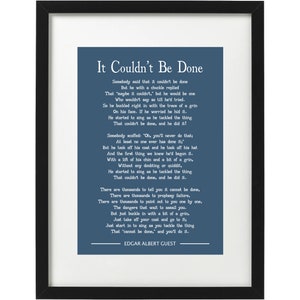 Edgar Albert Guest It Couldn't Be Done Poem Art Print - Etsy