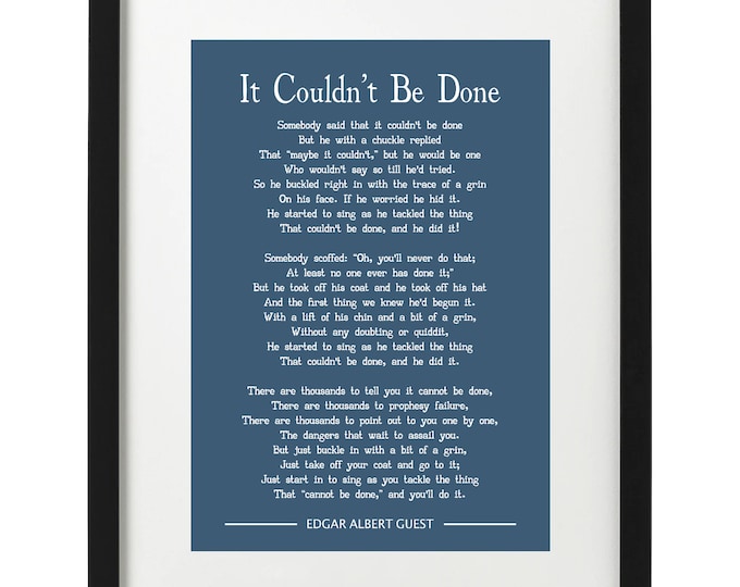 Edgar Albert Guest It Couldn't Be Done Poem Art Print - Etsy