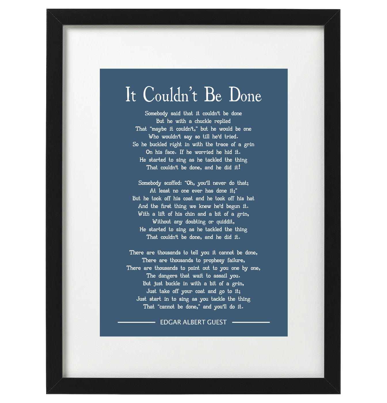 Edgar Albert Guest It Couldn't Be Done Poem Art Print - Etsy