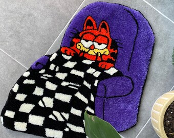 Orange Cat Cartoon Tufted Rug / %100 HANDMADE - Etsy