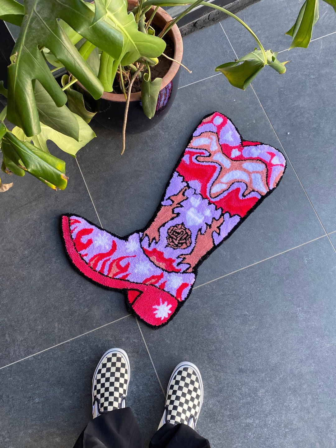 Cowboy Boots / Cowgirl Boots Fluffy Tufted Rug / Wall Hangings / %100 ...