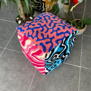 Psychedelic Tufted Ottoman Pouf Cover (unstuffed) / Moroccan Pouf ...
