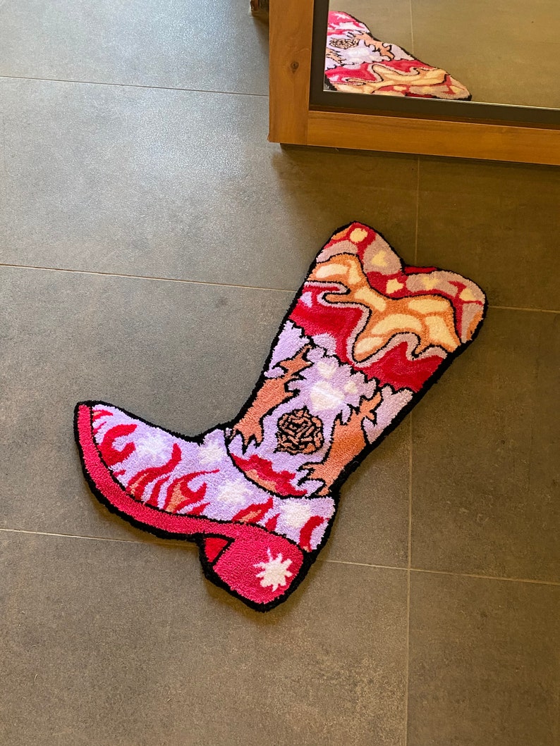 Cowboy Boots / Cowgirl Boots Fluffy Tufted Rug / Wall Hangings / %100 ...