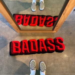 Badass Fluffy Tufted Rug / Hologrophic Words / %100 Handmade - Etsy