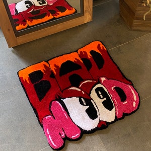 Bad Mood Cute Devil Fluffy Tufted Rug/ %100 Handmade - Etsy
