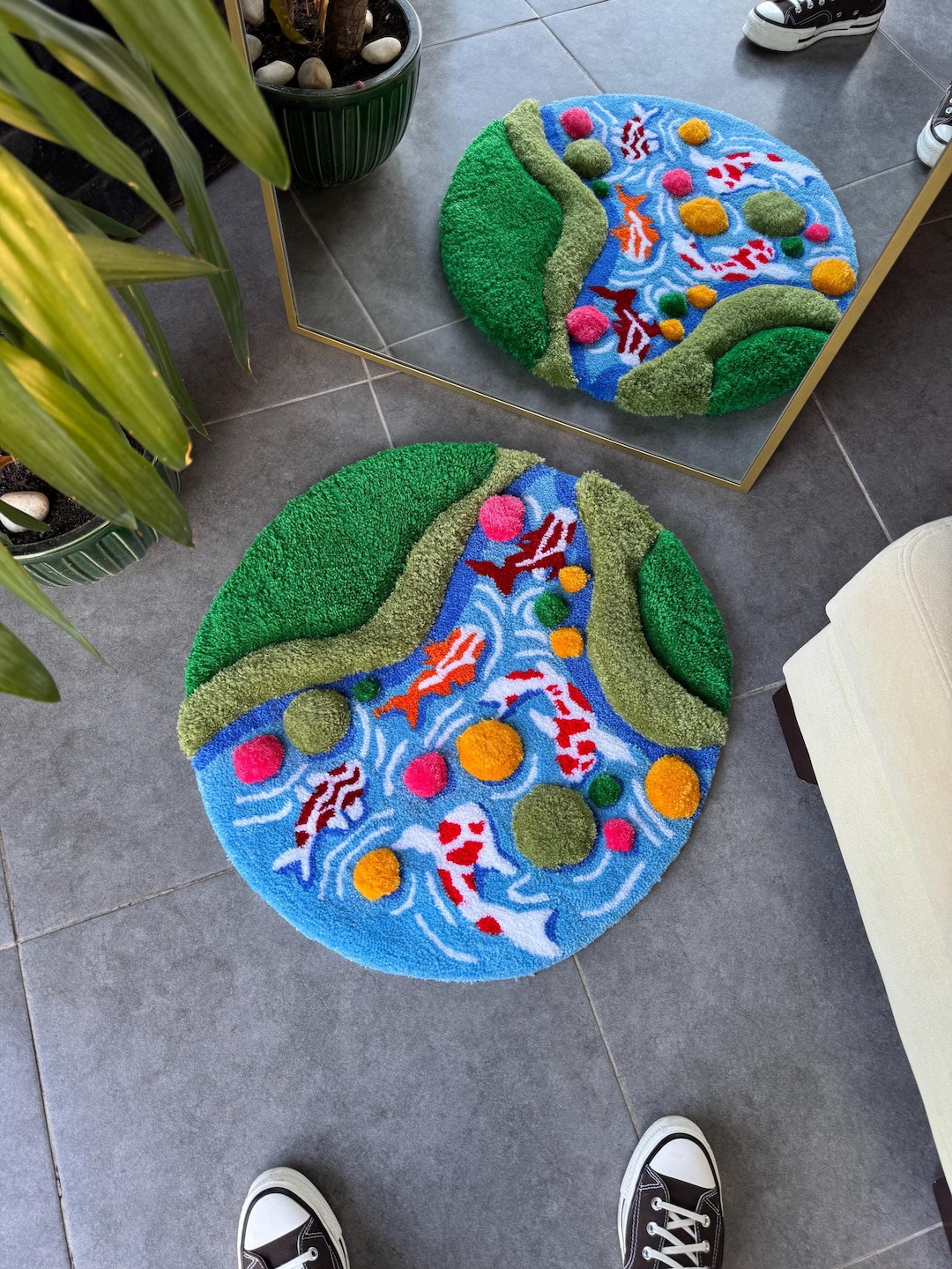 Koi Fish & Moss 3D Fluffy Tufted Rug - Etsy