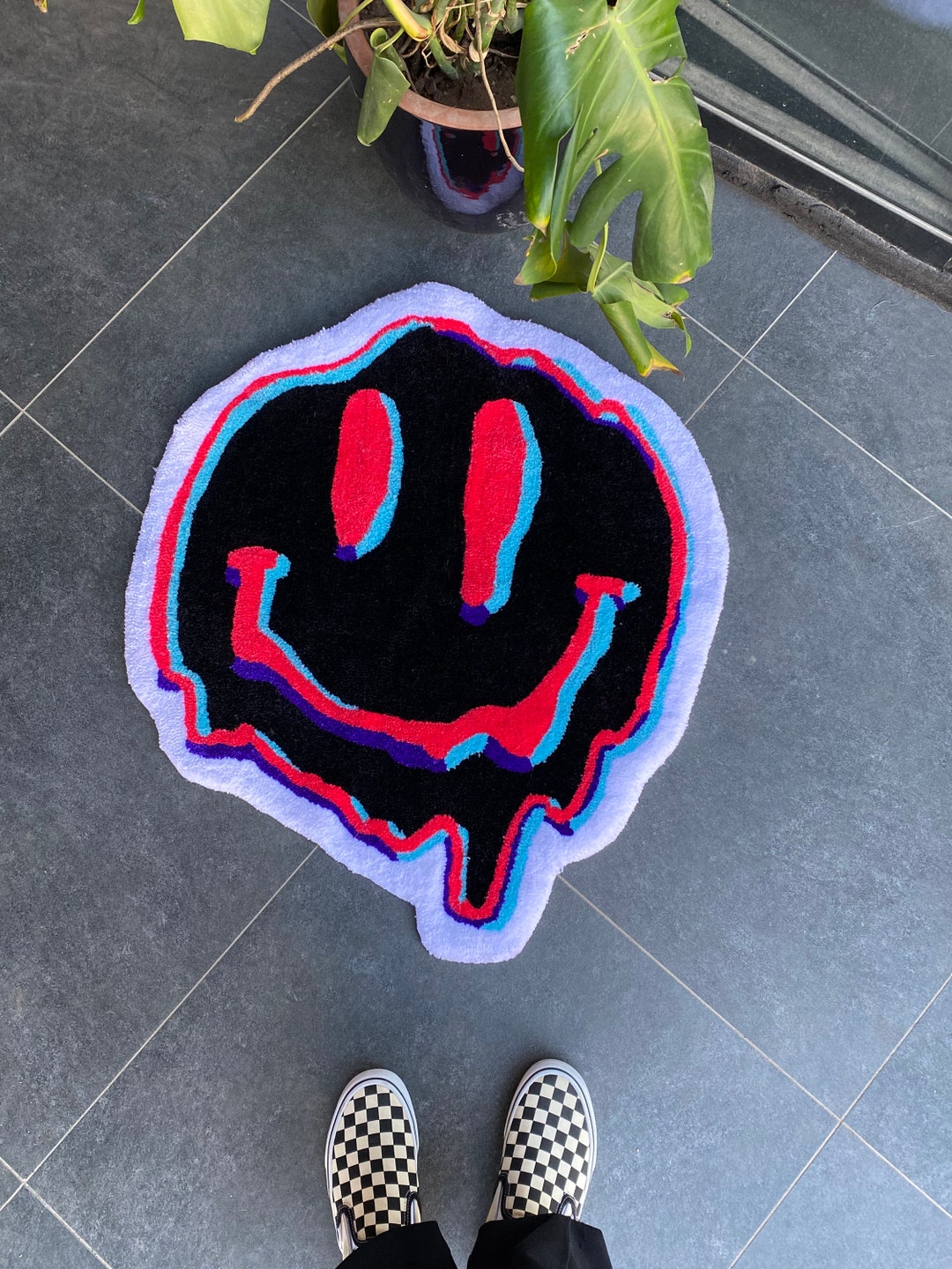 Lsd Acid Trippy Smile Face Fluffy Tufted Rug / %100 Handmade - Etsy