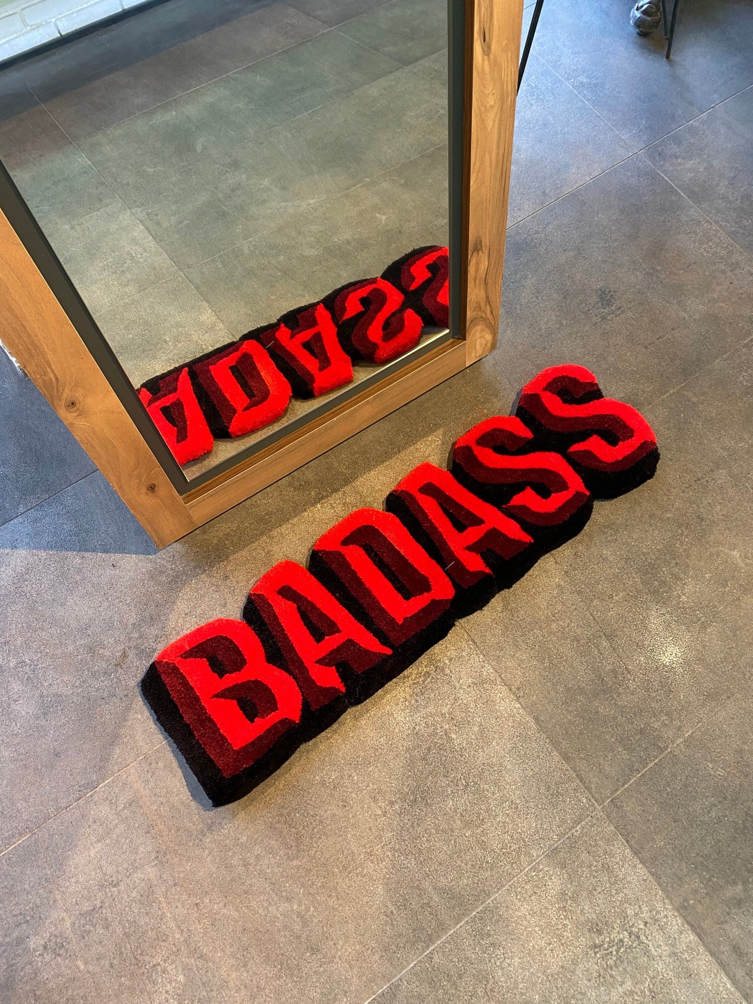 Badass Fluffy Tufted Rug / Hologrophic Words / %100 Handmade - Etsy