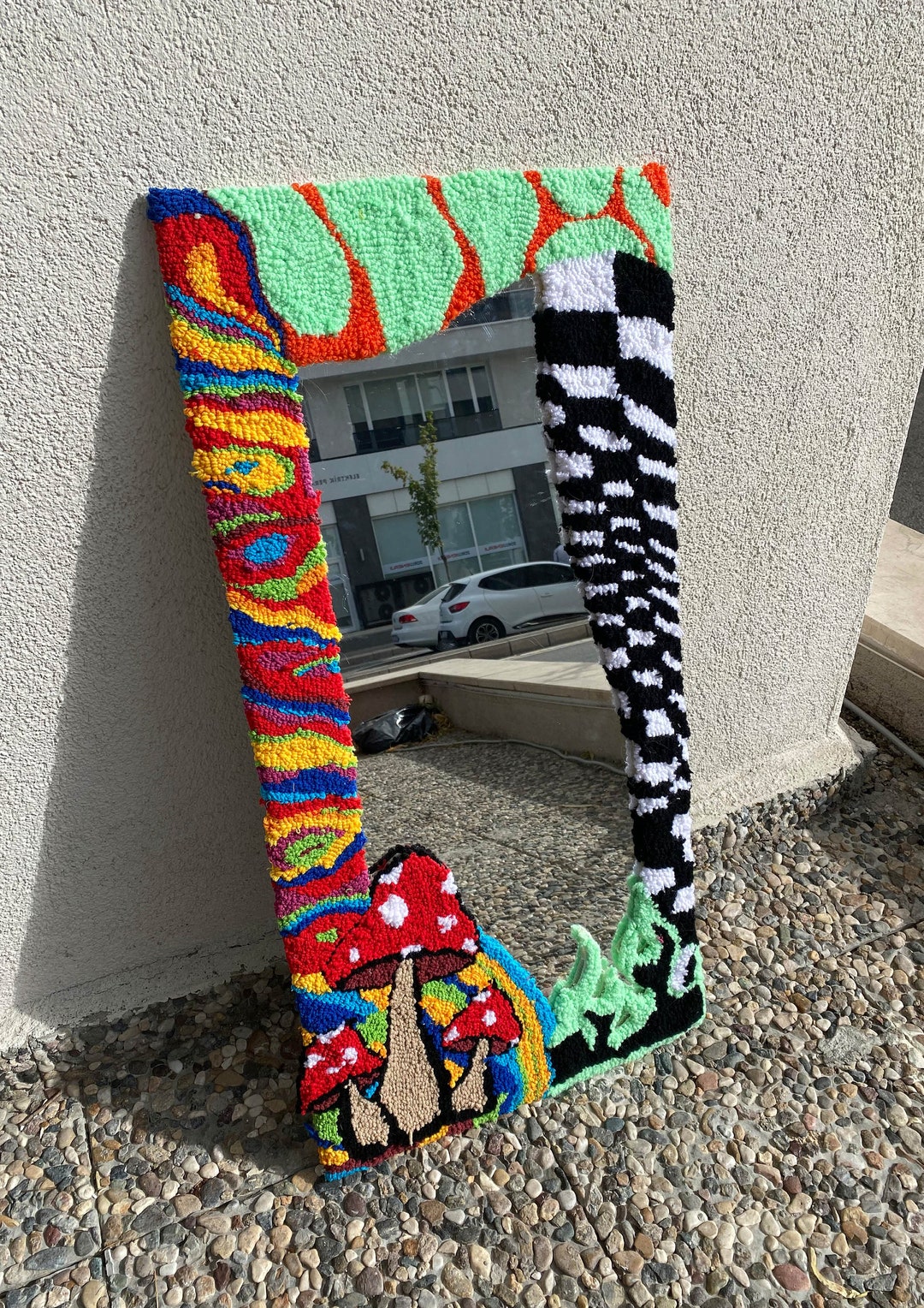 Chaotic Mushroom - Fire - Rainbow - Lsd Tufted Mirror Rug / %100 ...