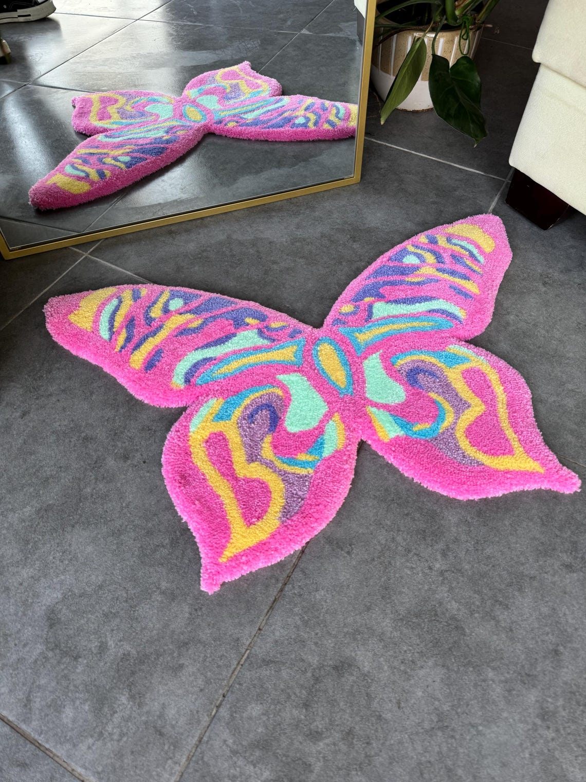 Colorful Butterfly Fluffy Handmade Tufted Rug - Etsy