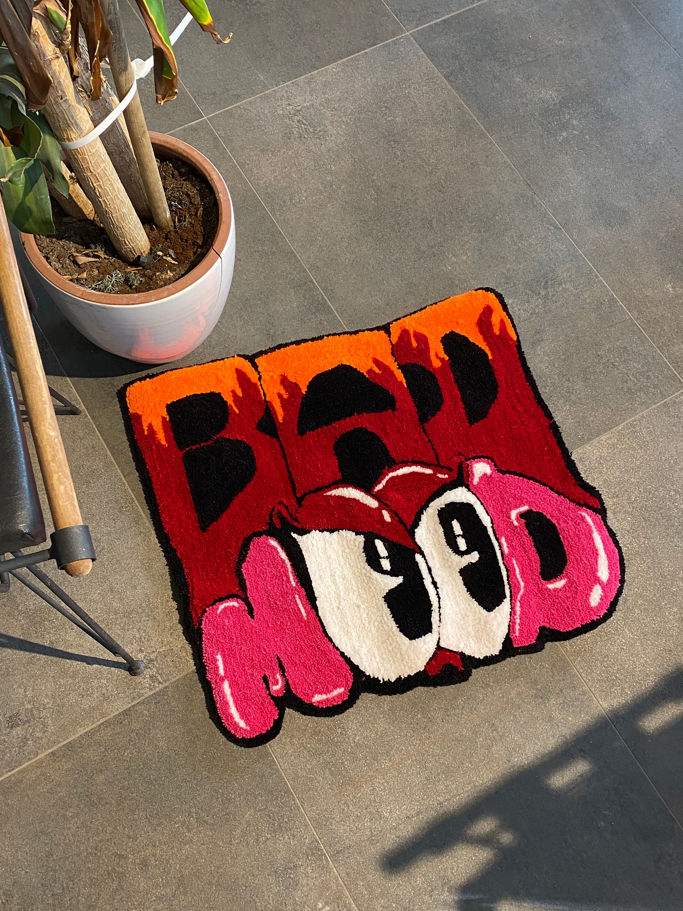 Bad Mood Cute Devil Fluffy Tufted Rug/ %100 Handmade - Etsy