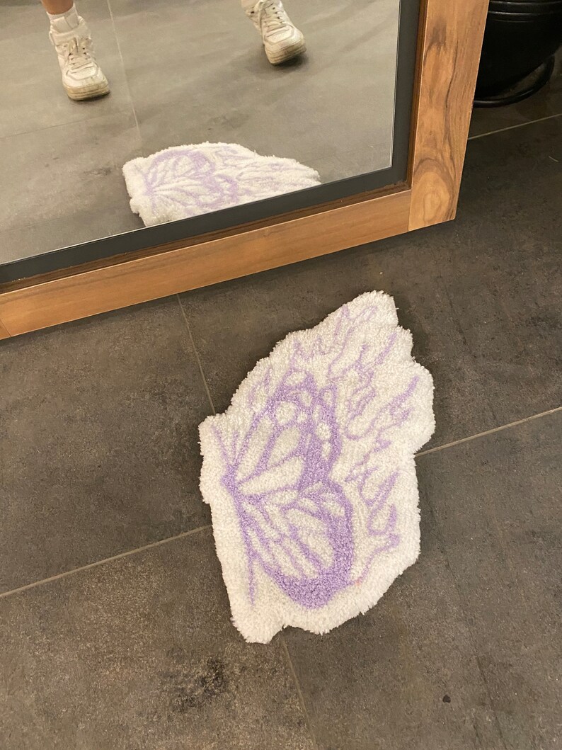 Butterfly Fluffy Tufted Rug - Etsy