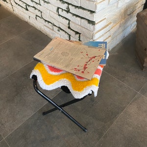Colorful Waves Stool Fluffy Tufted Rug / Chair / Ottoman Coffee Table ...