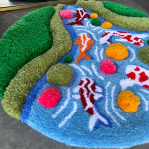 Koi Fish & Moss 3D Fluffy Tufted Rug - Etsy