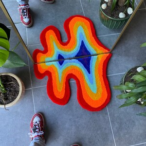 Drippy Fluid Rainbow Fluffy Tufted Mirror Rug / %100 Handmade - Etsy