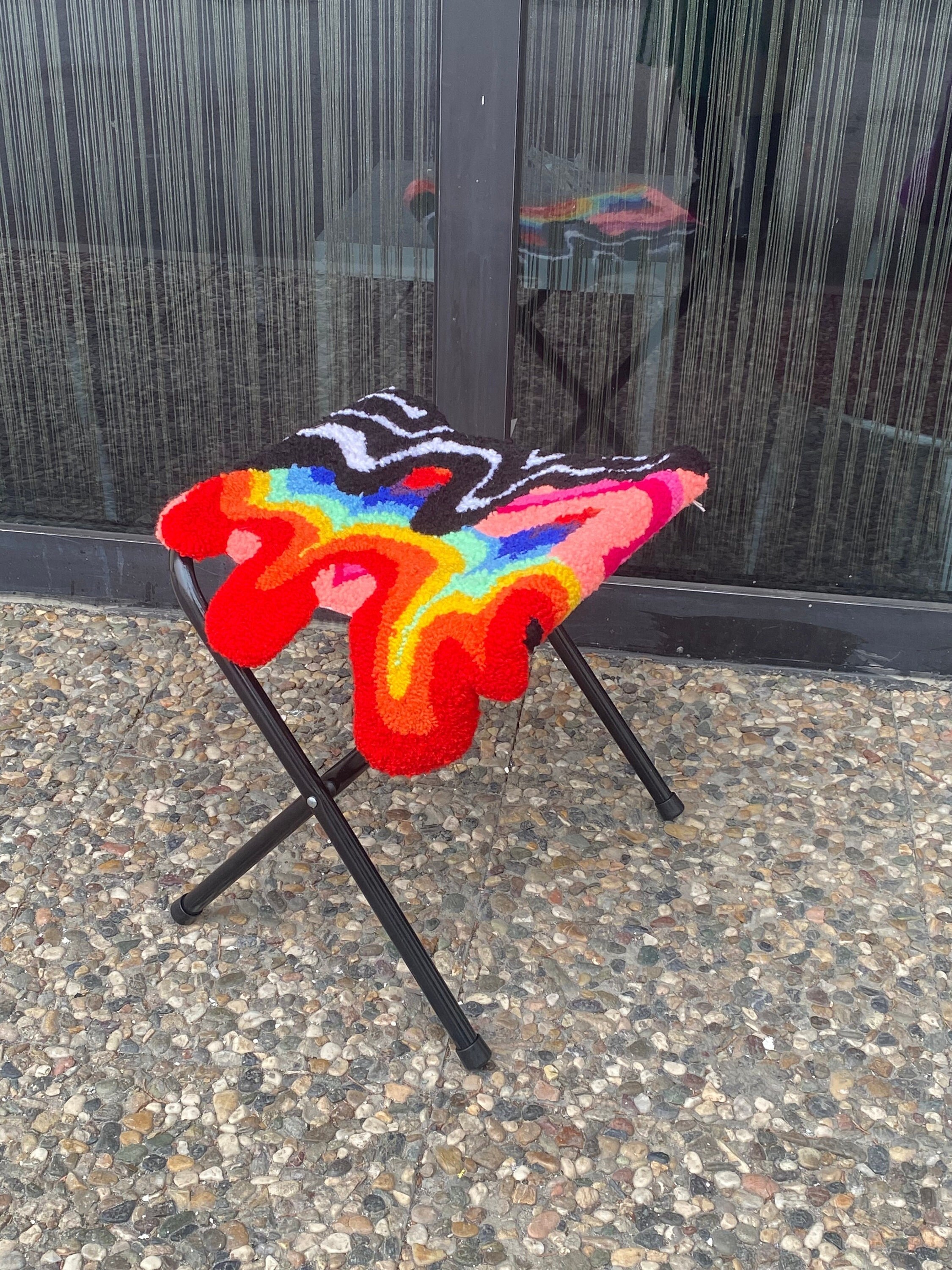 Psychedelic Lsd Fluid Stool Tufted Rug/ Chairs / Ottoman Coffee Table ...