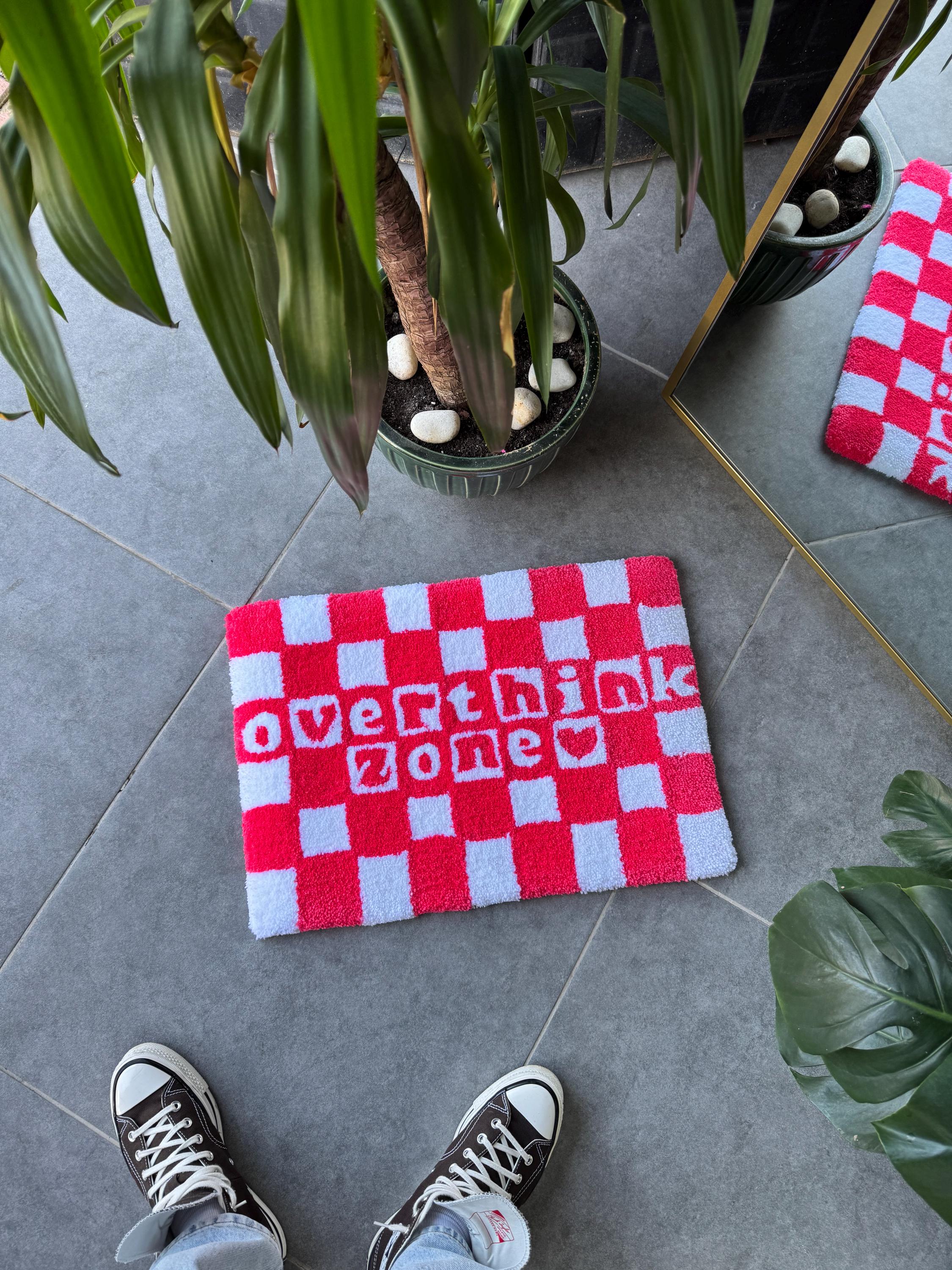 Overthink Zone Pink & White Checkered Fluffy Tufted Rug - Etsy