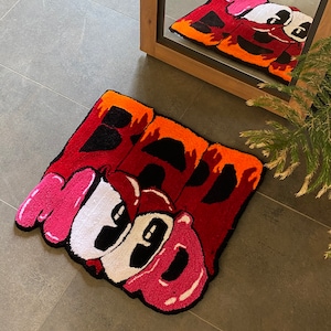 Bad Mood Cute Devil Fluffy Tufted Rug/ %100 Handmade - Etsy