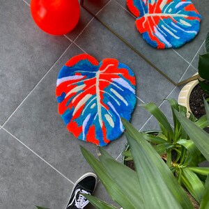 Colorful Monstera Fluffy Tufted Rug /%100 Handmade - Etsy