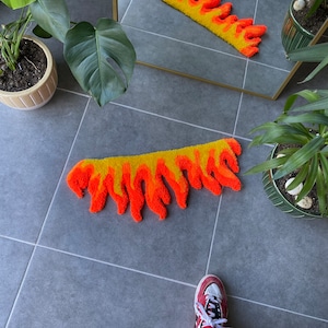 Flame Mirror Rug Fluffy Tufted Rug / %100 Handmade - Etsy