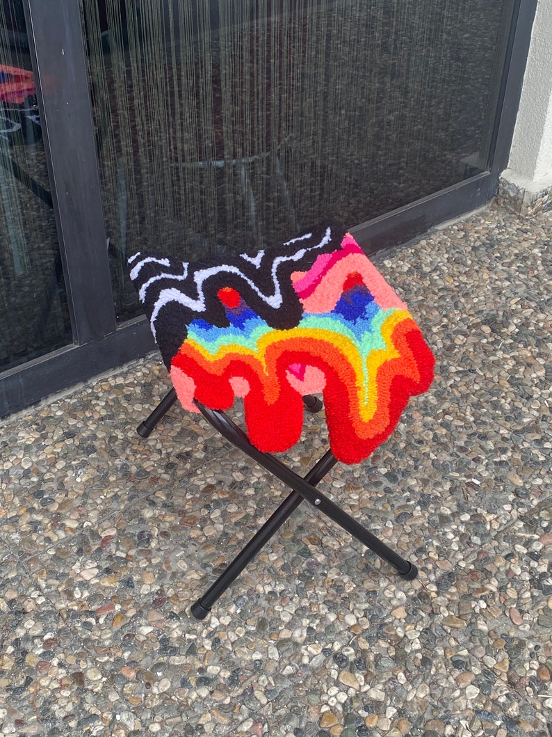 Psychedelic Lsd Fluid Stool Tufted Rug/ Chairs / Ottoman Coffee Table ...