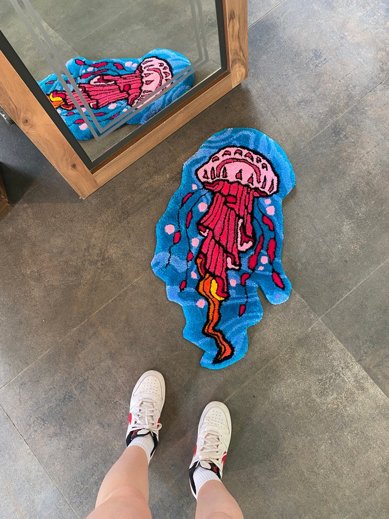 Floating Jellyfish Fluffy Tufted Rug / %100 Handmade - Etsy
