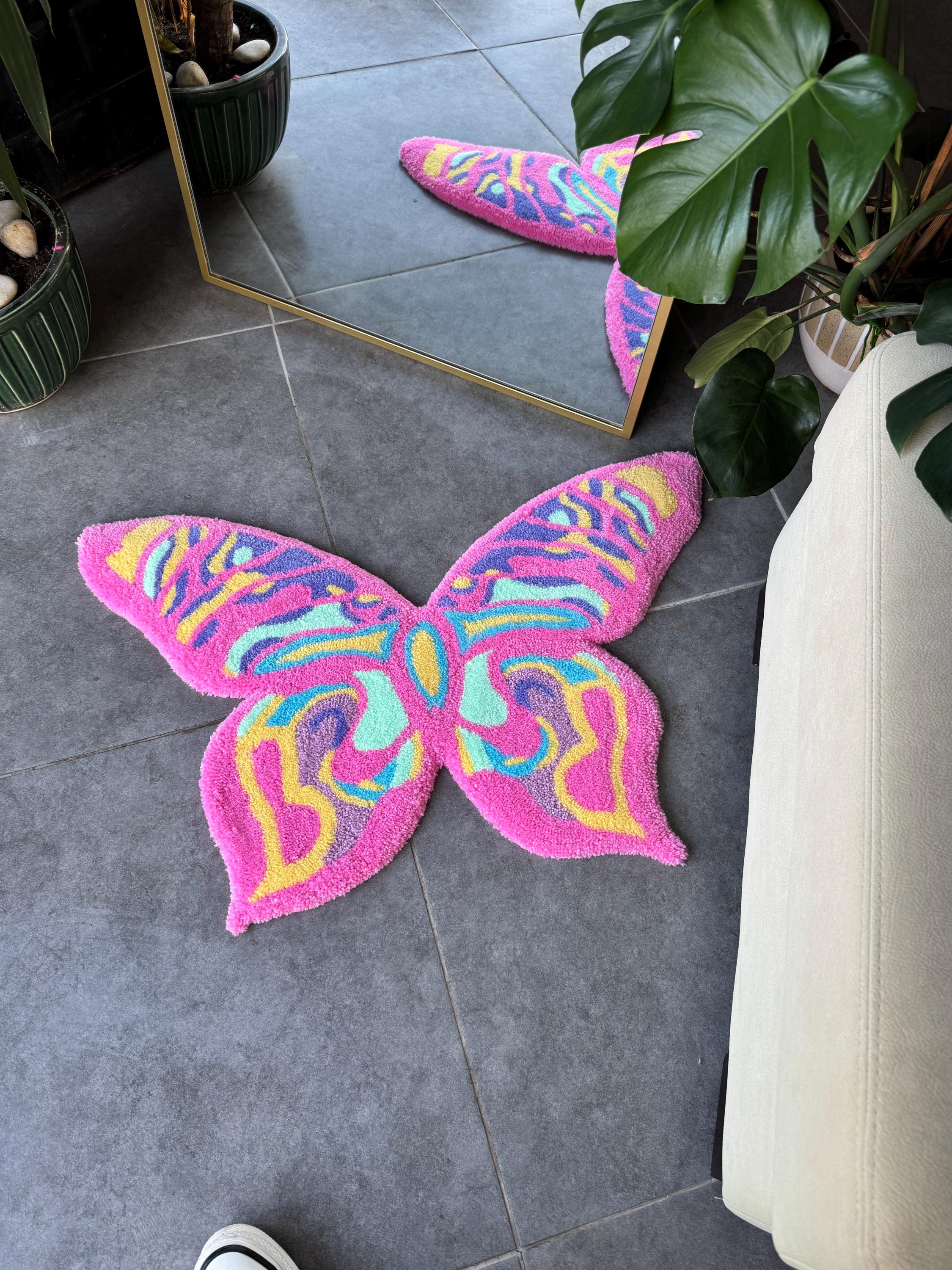 Colorful Butterfly Fluffy Handmade Tufted Rug - Etsy
