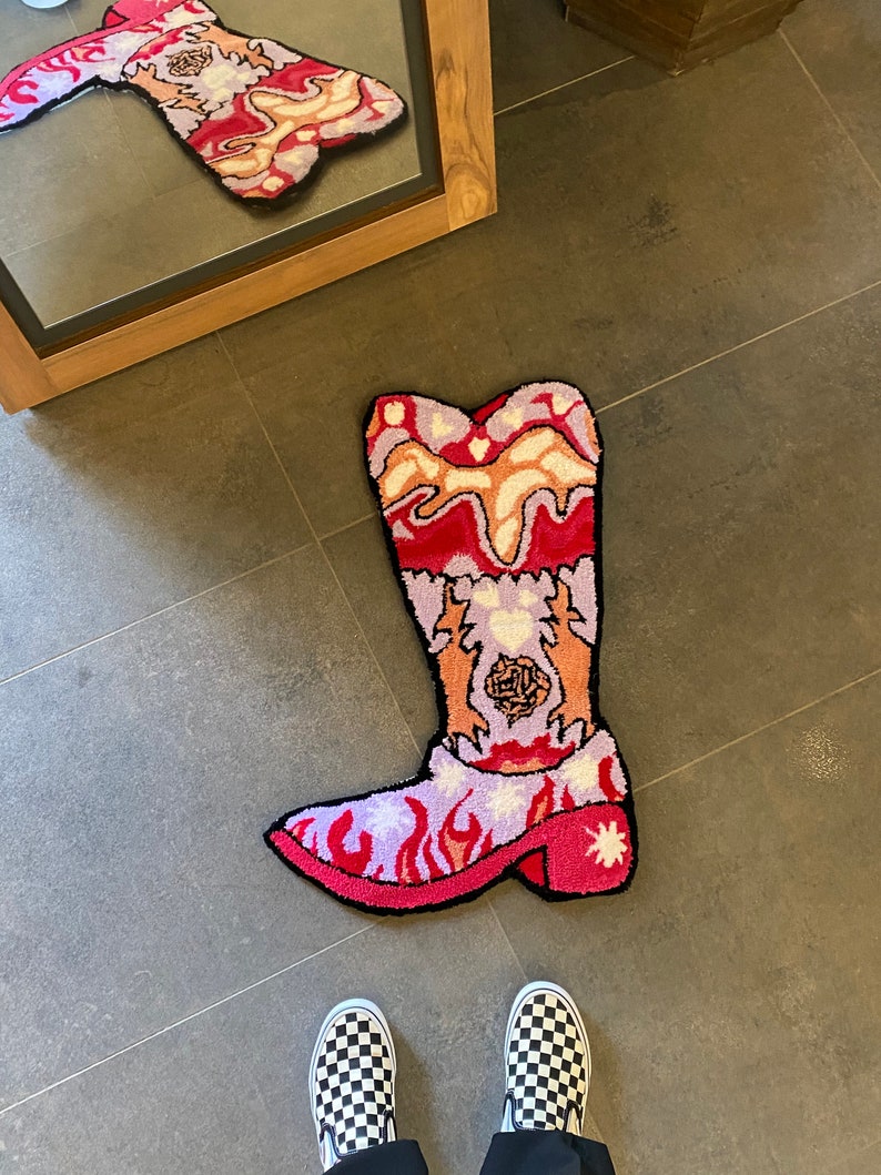 Cowboy Boots / Cowgirl Boots Fluffy Tufted Rug / Wall Hangings - Etsy