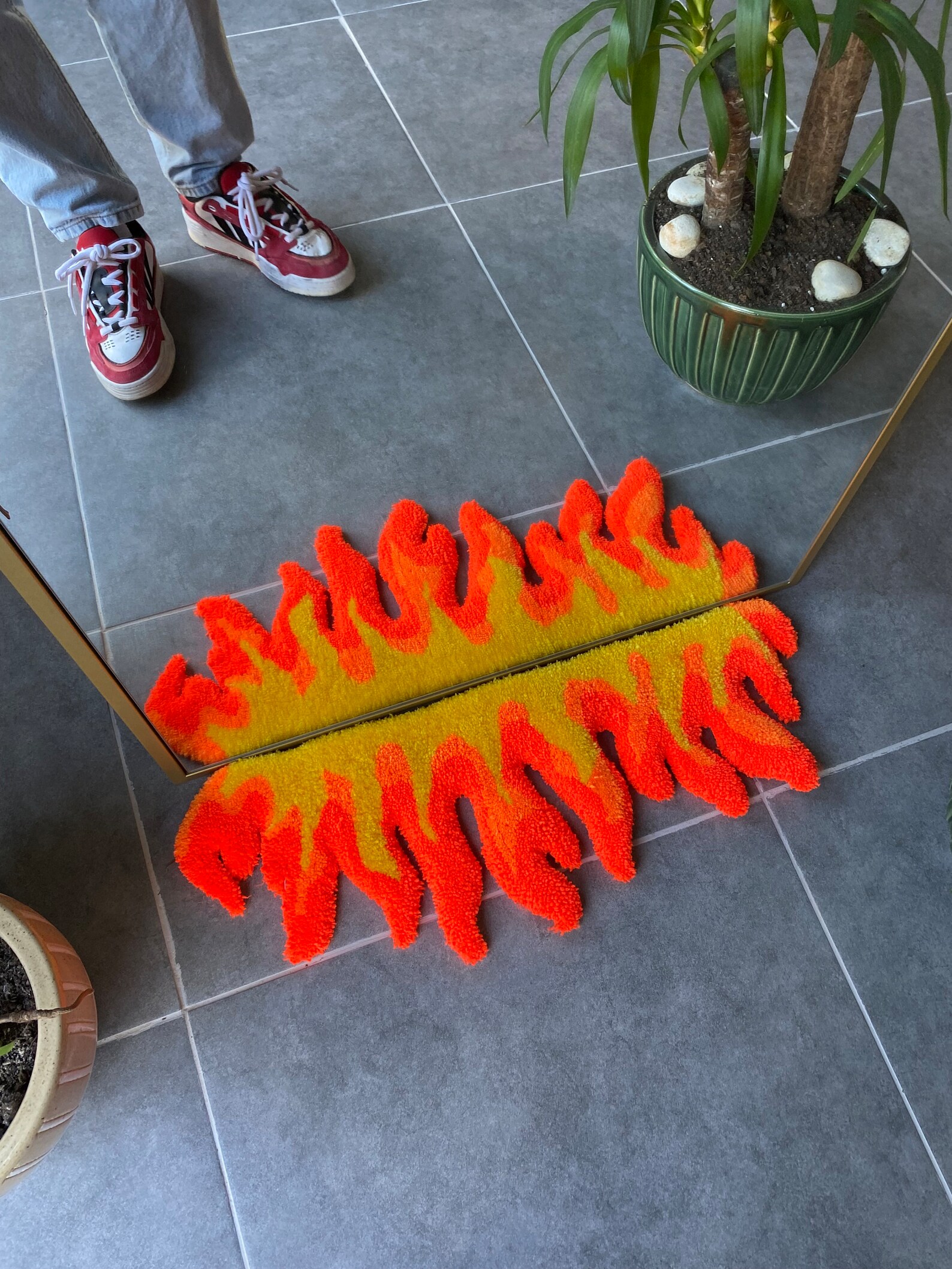 Flame Mirror Rug Fluffy Tufted Rug / %100 Handmade - Etsy