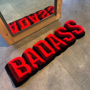Badass Fluffy Tufted Rug / Hologrophic Words / %100 Handmade - Etsy