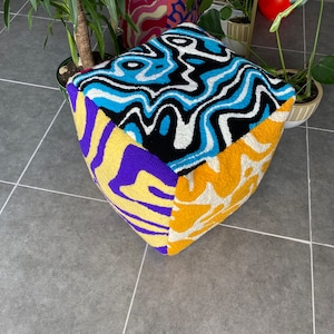 Psychedelic Tufted Ottoman Pouf Cover (unstuffed) / Moroccan Pouf ...