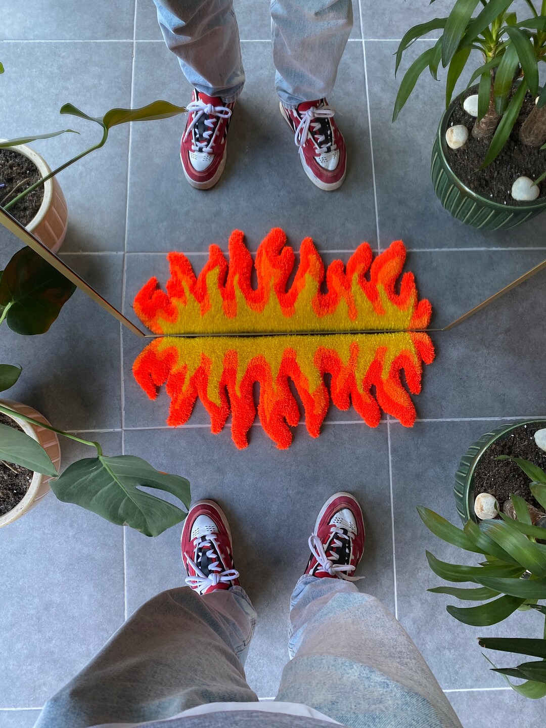 Flame Mirror Rug Fluffy Tufted Rug / %100 Handmade - Etsy