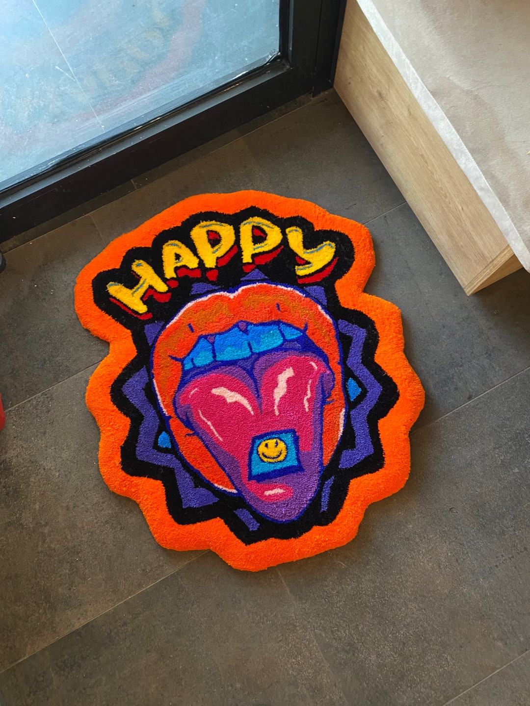 Happy Mouth Fluffy Tufted Rug / Smile Face/ Lips / Lsd / %100 - Etsy