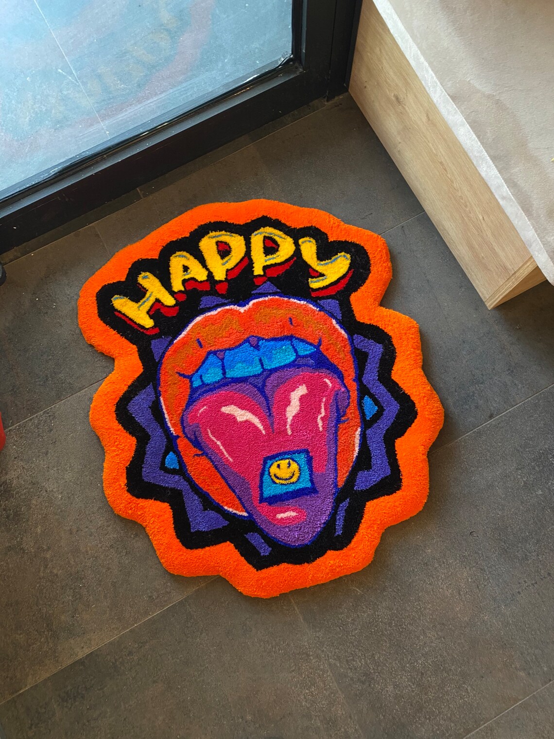 Happy Mouth Fluffy Tufted Rug / Smile Face/ Lips / Lsd / %100 - Etsy