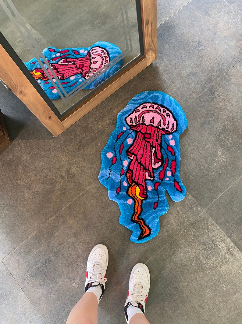Floating Jellyfish Fluffy Tufted Rug / %100 Handmade - Etsy