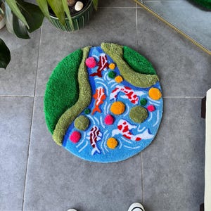 Koi Fish & Moss 3D Fluffy Tufted Rug - Etsy