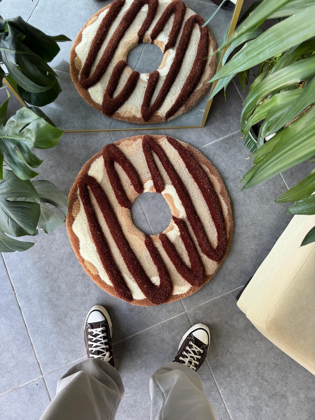 3D Fluffy Chocolate Donut Handmade Tufted Rug - Etsy