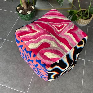 Psychedelic Tufted Ottoman Pouf Cover (unstuffed) / Moroccan Pouf ...