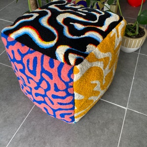 Psychedelic Tufted Ottoman Pouf Cover (unstuffed) / Moroccan Pouf ...