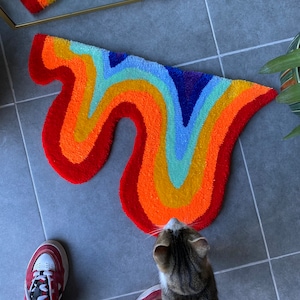 Drippy Fluid Rainbow Fluffy Tufted Mirror Rug / %100 Handmade - Etsy