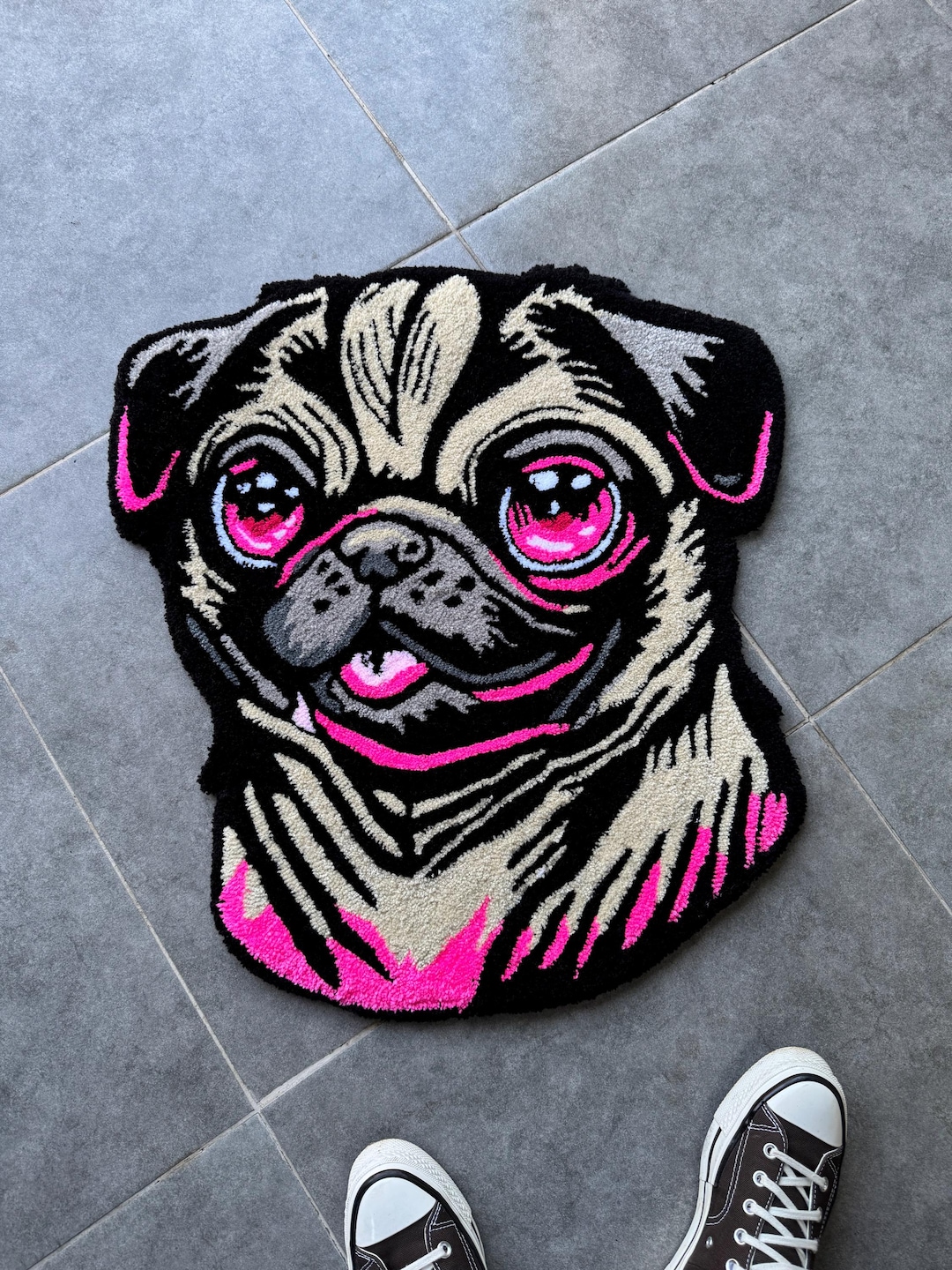 Cute Pug Fluffy Tufted Rug / Handmade Tufted Rugs - Etsy