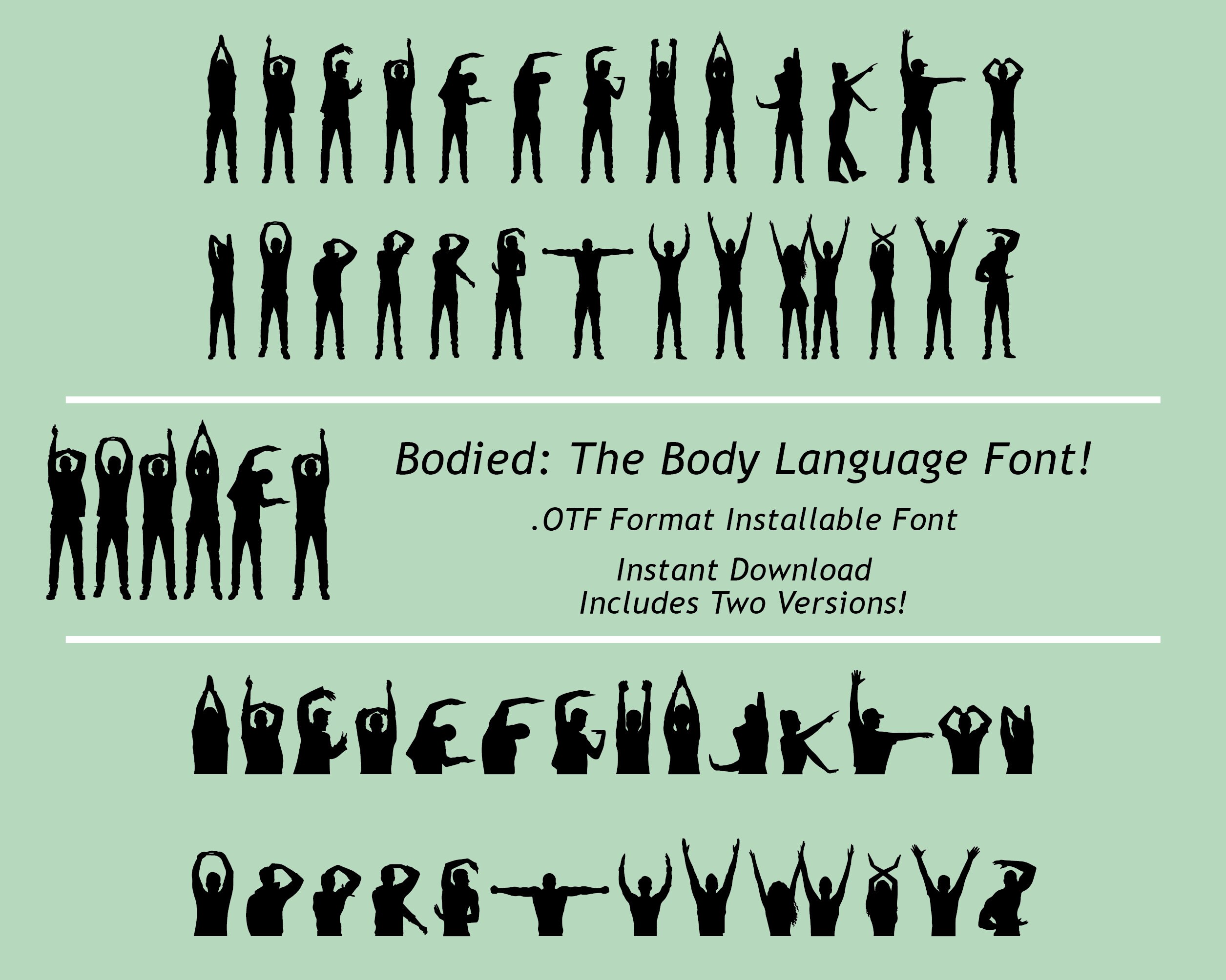 Bodied - the Body Language Font - .OTF Installable System Font - Two ...