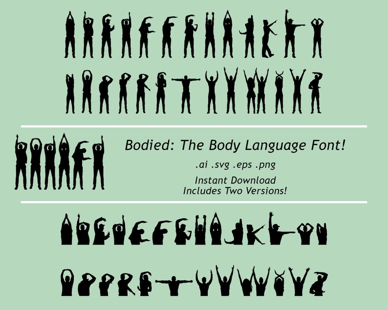 Bodied - the Body Language Font - .ai .svg .eps .png - Two Full ...