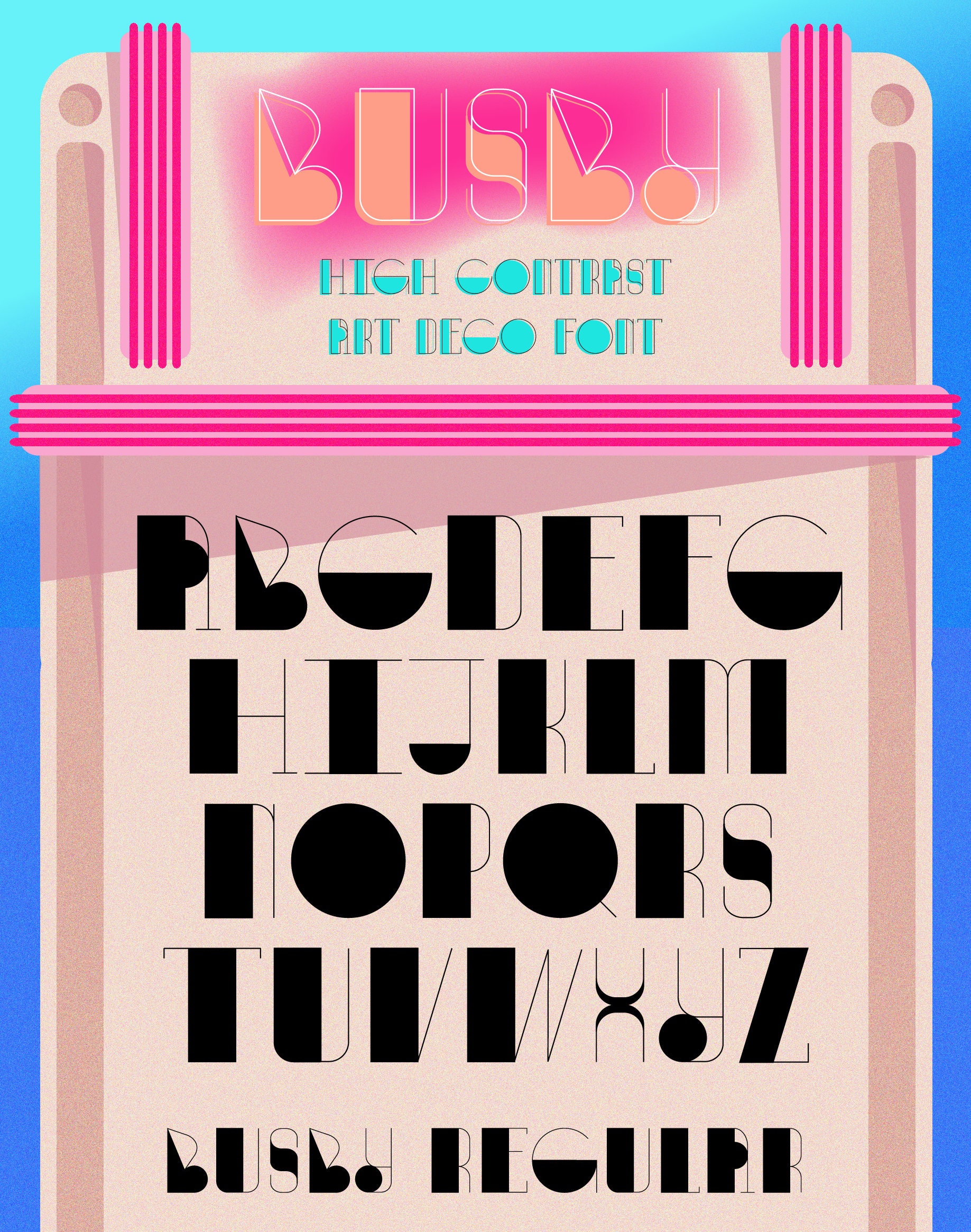 Art Deco Font Bundle - .OTF - Busby - A High Contrast Font in 4 Styles ...