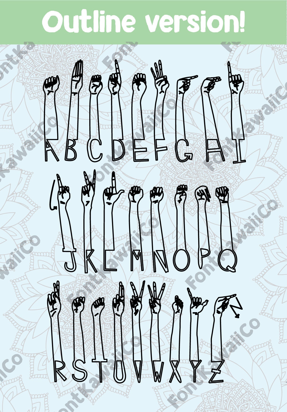 ASL Font - Handey - an Inclusive Sign Language Font - .OTF Two Versions ...