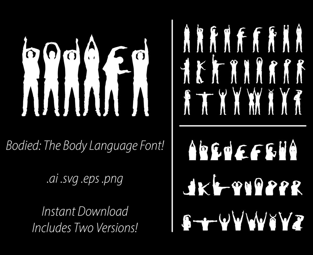Bodied - the Body Language Font - .ai .svg .eps .png - Two Full ...