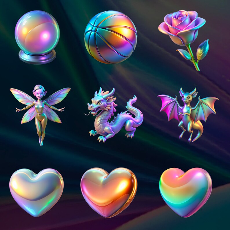 Holographic Emoji Set - 84 Icons for Holo Vibes - Transparent .png ...